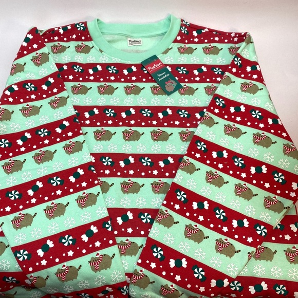 Pusheen | Sweaters | Pusheen Mint Green And Red Uglysweater Sweatshirt ...